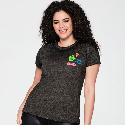 Zumba Fired Up Slashed Back Top: Easy, Regular, Soft Burnout Fabric ...